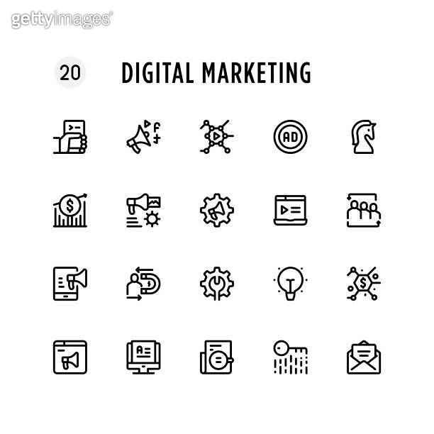 Digital Marketing Line Icon Set. Editable Stroke. Pixel Perfect. 이미지 (1496307982) - 게티이미지뱅크