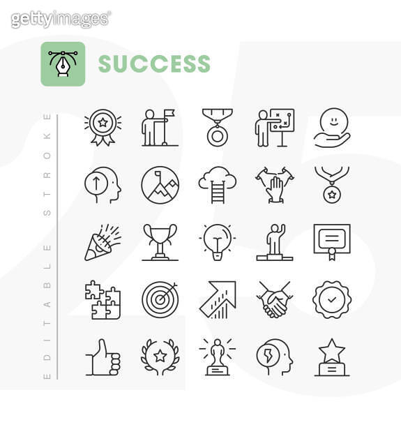 Success Line Icon Set. Editable Stroke. Pixel Perfect. 이미지 (1477776210 ...