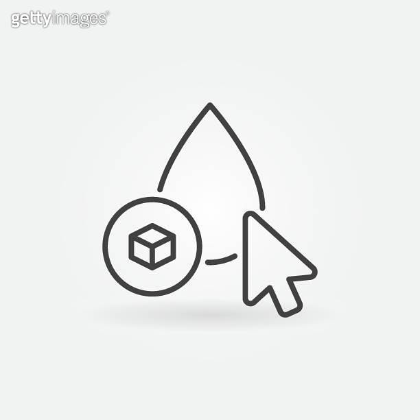 Mouse Cursor on Blood Drop with Sugar vector concept outline icon ...