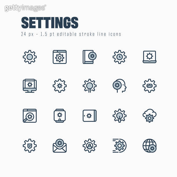 Settings Line Icon Set. Editable Stroke. Pixel Perfect. 이미지 (1489070113 ...