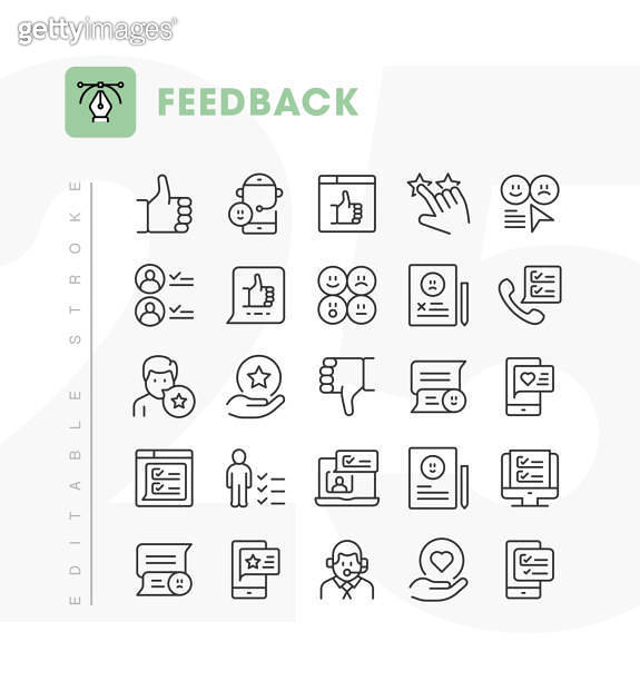 Feedback Line Icon Set. Editable Stroke. Pixel Perfect. 이미지 (1477783764 ...