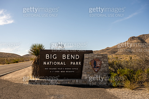Big Bend National Park Entry Sign 이미지 (1737199843) - 게티이미지뱅크