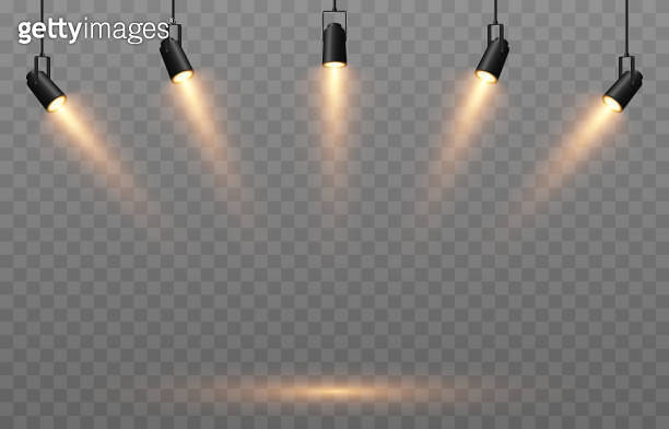 Vector light sources. Light from a spotlight. Studio, studio lighting ...