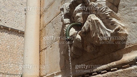 Big fountain of Onofrio. A mascaron is a decorative element in the form ...