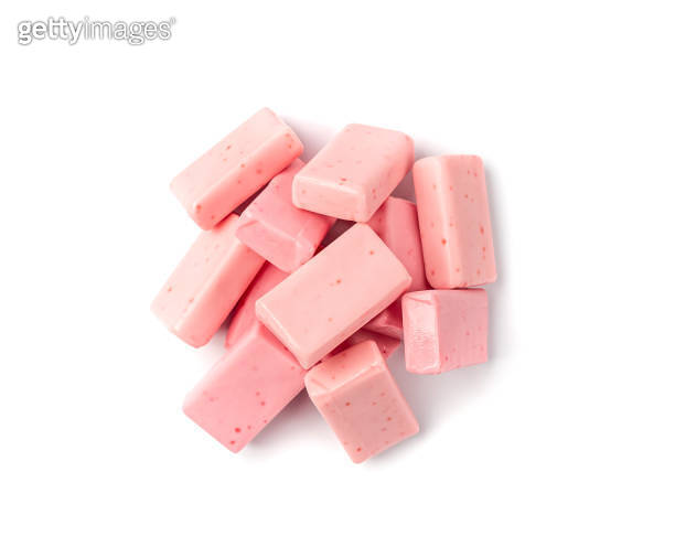 Fruit Chews Isolated, Pink Chewable Candies, Fruit Chew Candy Pile ...
