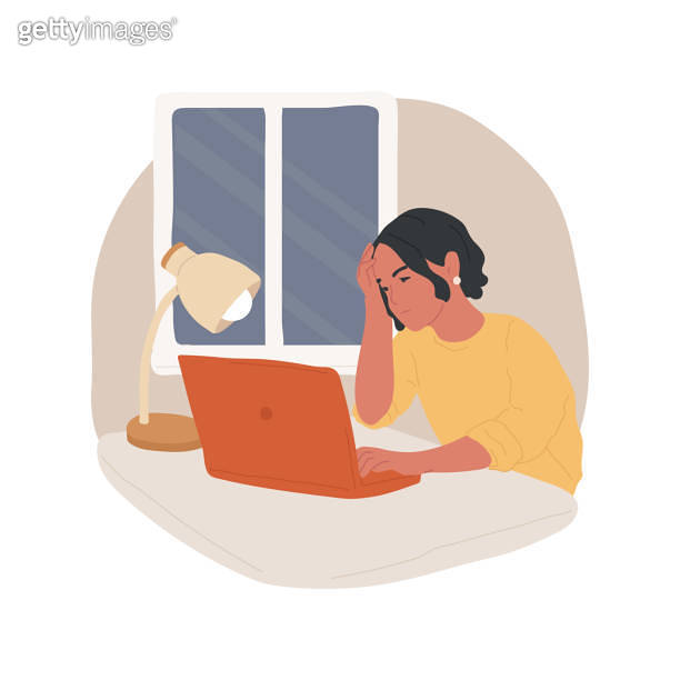 Staying up late isolated cartoon vector illustration. (1491209862) - 게티 ...
