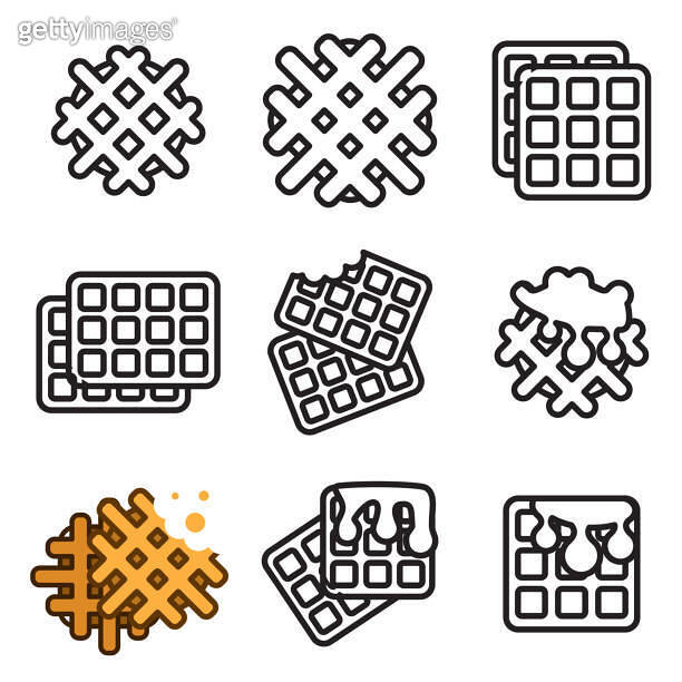 Belgian Waffle Icon, Waffled Cookie Logo, Soft Belgium Waffles, Wafer ...