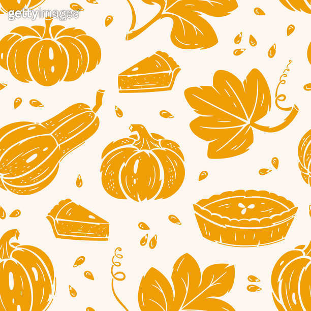 Thanksgiving Day Repeating Background. Autumn Harvest Symbols Seamless ...