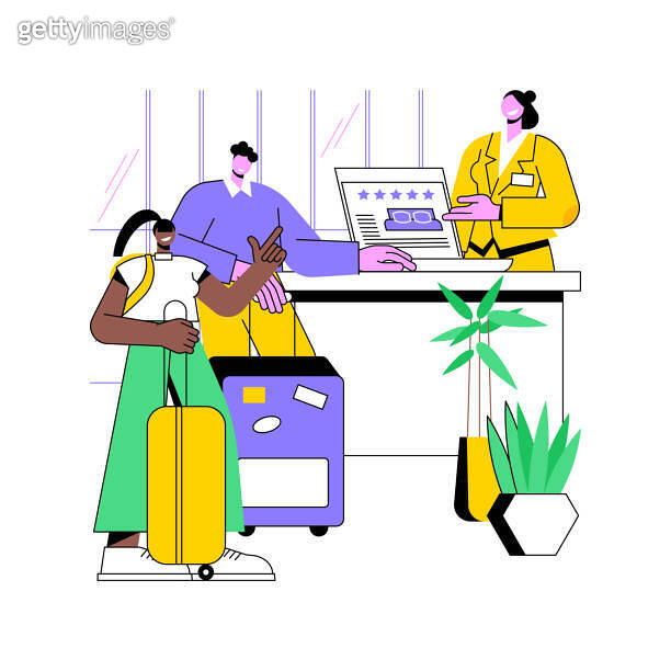 Hostel check-in isolated cartoon vector illustrations. (1790913342 ...
