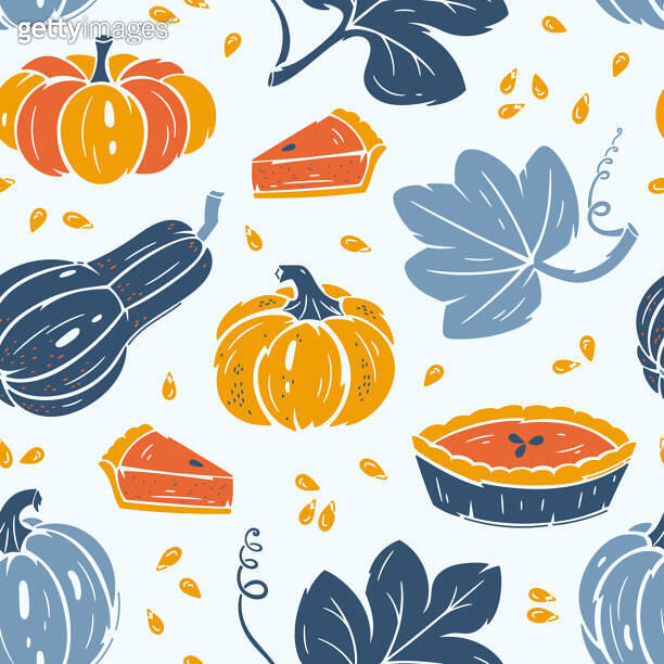 Vector Thanksgiving Day Repeating Background. Autumn Harvest Symbols ...