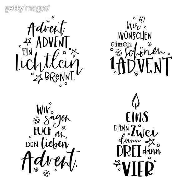 Collection of vector handwritten Advent calligraphic lettering text in ...