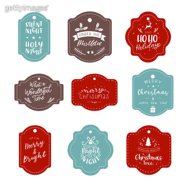 Set of various lovely Christmas letterings with cute decoration, hand ...