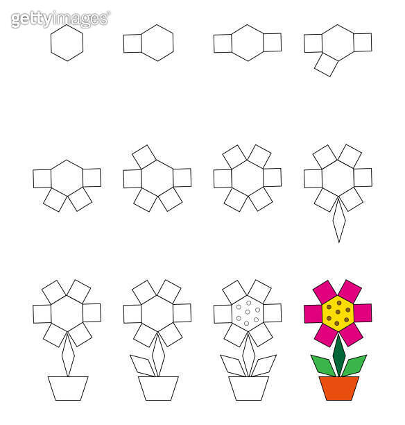 Worksheet easy guide to drawing cartoon flower. Simple step-by-step ...