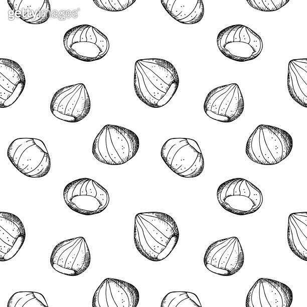Chestnuts seamless pattern with plant, fruit, sweet chestnut repeating ...