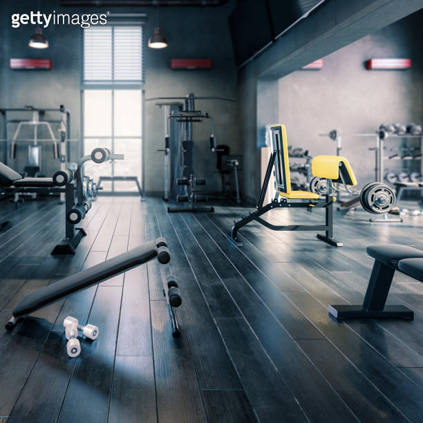 Body Building Gym Integrated Inside a Fitness Area (detail) - 3D ...