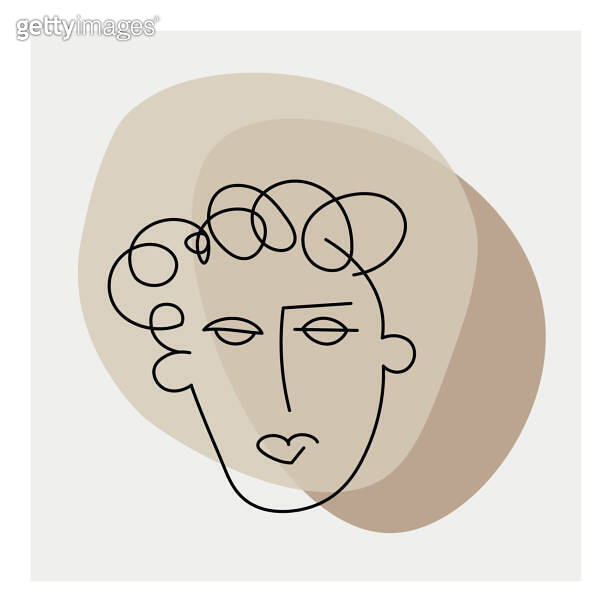 Male abstract portrait hand drawn vector illustration. Line art design ...