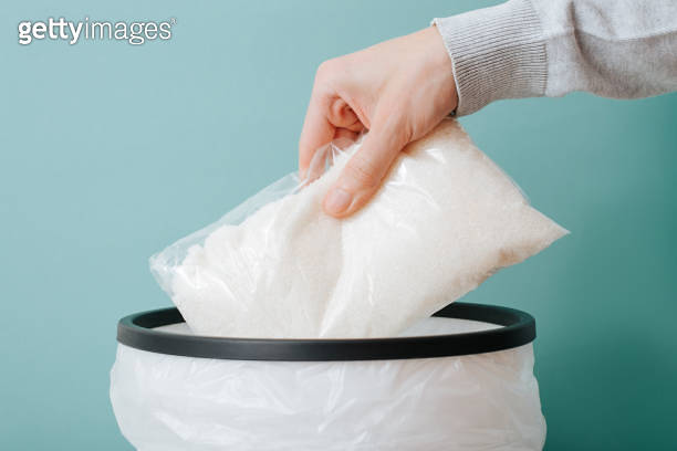 Refusal of harmful food and sweets, diet concept. Close-up of person ...