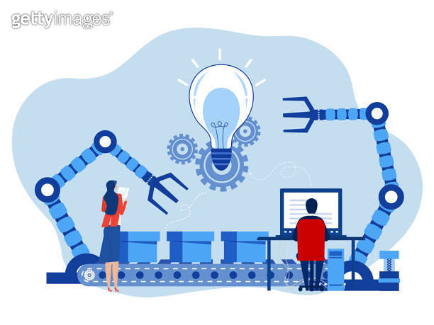 industry robot factory concept industrial packaging system process ...