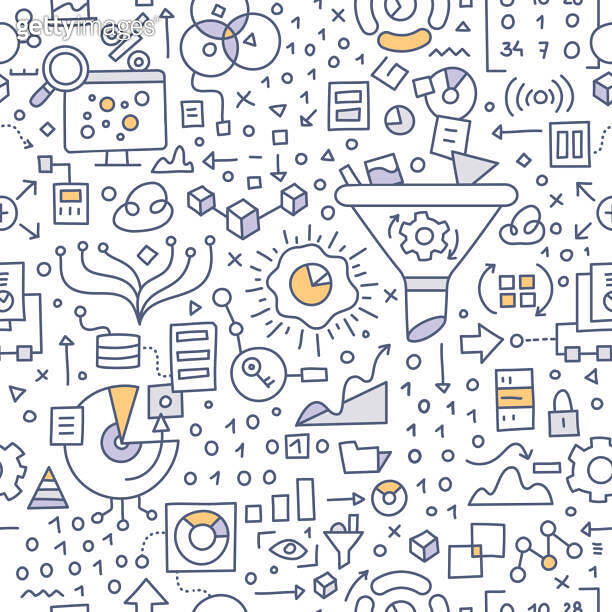 Big Data Doodle Seamless Pattern 이미지 (1591853786) - 게티이미지뱅크