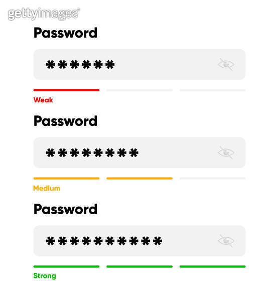 Password weak, medium and strong. Password form template for website ...