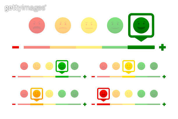 Emotional icons indicating quality, level, rating. Business feedback ...