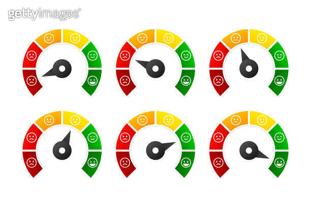 Emotional icons indicating quality, level, rating. Business indicators ...
