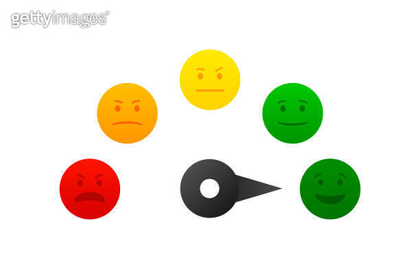 Emotional icons indicating quality, level, rating. Business indicators ...