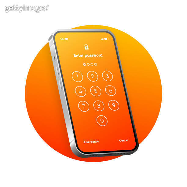 Screen lock authentication password smartphone template. Phone passcode ...