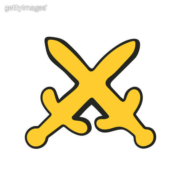 Crossed swords medieval knight symbol hand drawn artistic vector ...
