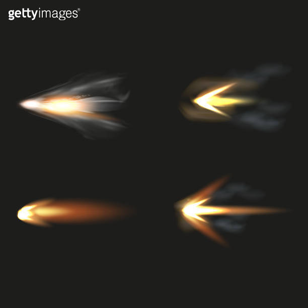 Realistic gun shot collection. Shotgun with fire and smoke. Firearm ...