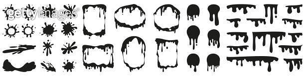 Melting or splashing fluid texture collection. Liquid dripping element ...