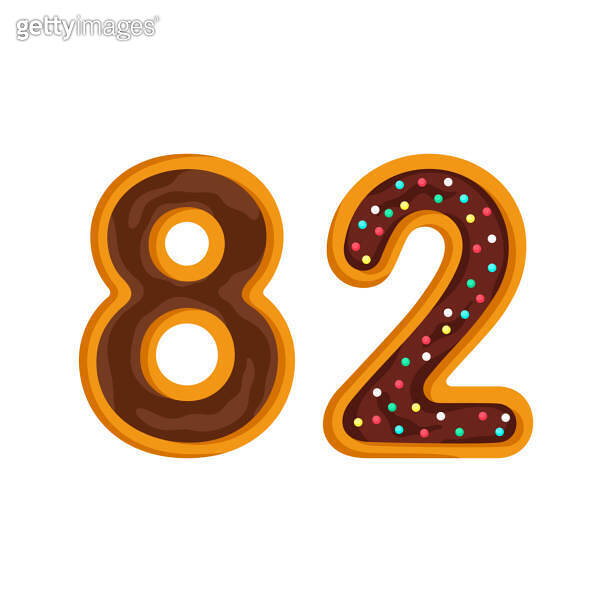 82 number sweet glazed doughnut vector illustration 이미지 (1710142271 ...