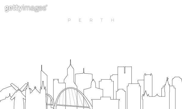 Outline Perth skyline. Trendy template with Perth buildings and ...