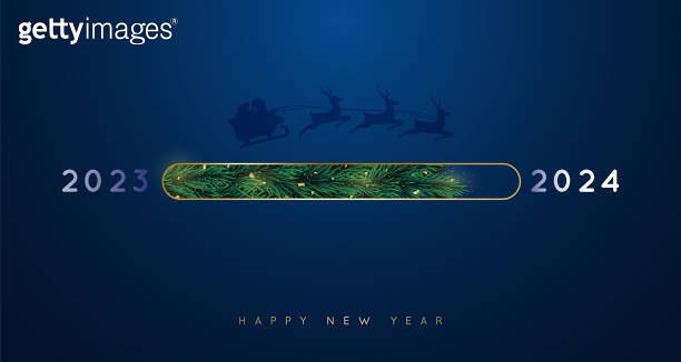 New Year golden loading bar. 2024 Year progress. Countdown, download ...