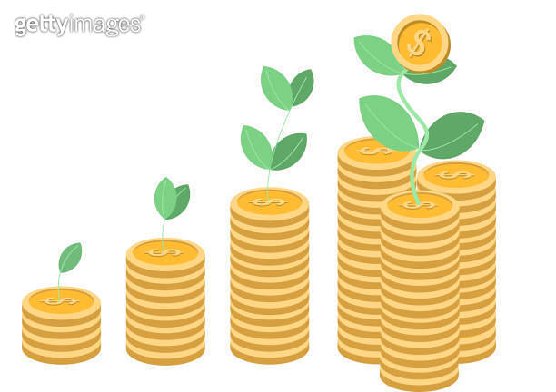 Growing money. Stages of growing. Symbol of wealth. Flat style vector ...