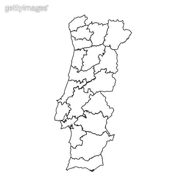 Outline Sketch Map of Portugal With States and Cities 이미지 (1515326690 ...