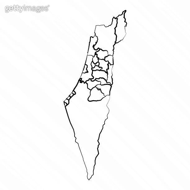 Hand Drawn Israel Palestine Map Illustration (1509861056) - 게티이미지뱅크