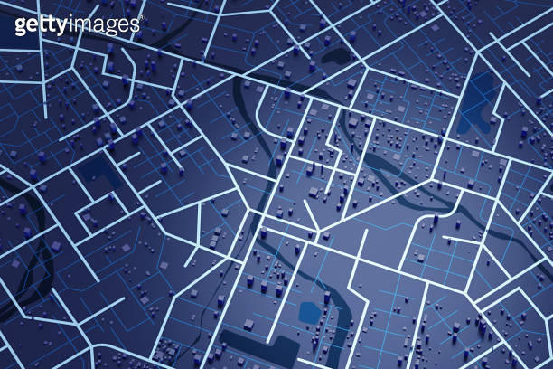 3D rendering city map illustration of a city map created using 3D ...