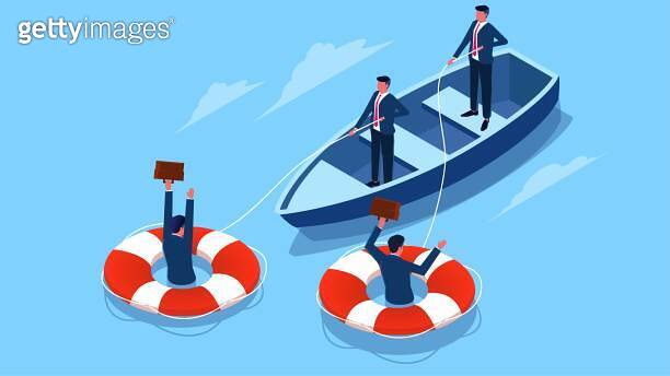 Business Rescue Help And Rescue In Crisis Solving Crisis And Safety Problems Isometric 