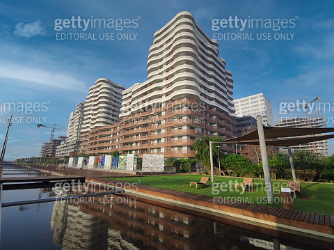 View of Casa Finance City buildings CFC from Anfa Park on a sunny day ...