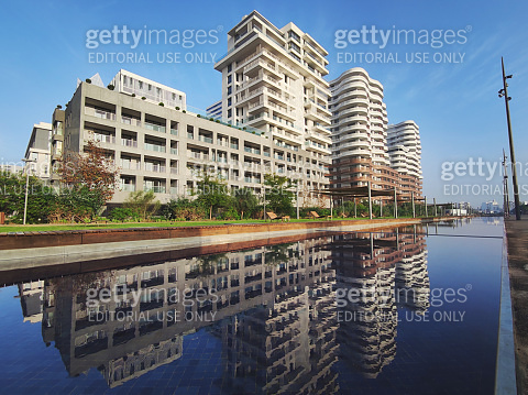 View of Casa Finance City buildings CFC from Anfa Park on a sunny day ...