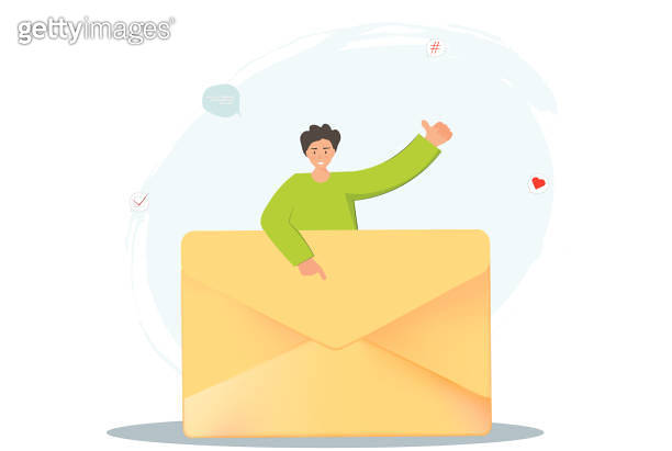 Man happy with received e-mail, admitting the documents, receiving ...