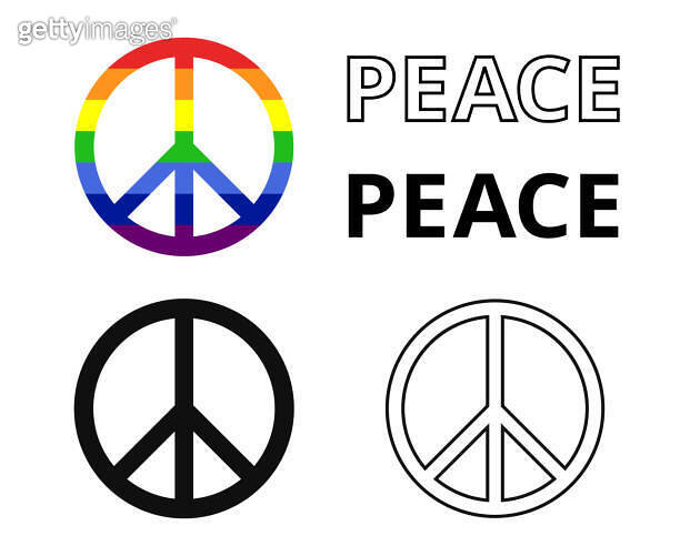 Icon set of Pacific peace signs logos with a text Peace. International ...