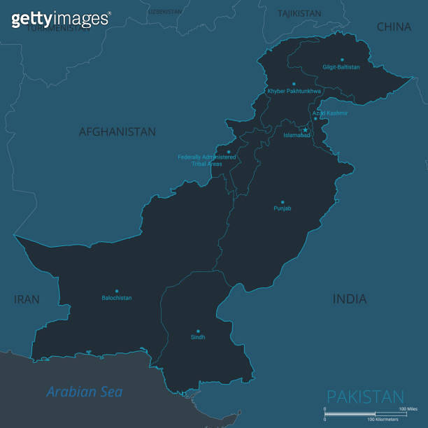 Pakistan map. High detailed vector map of Pakistan with countries ...