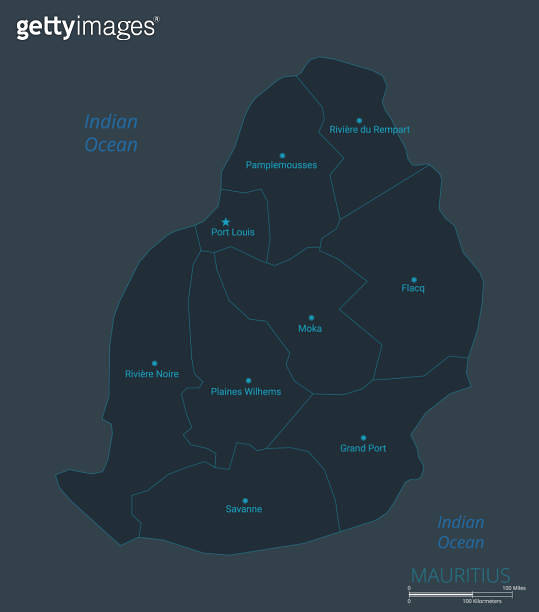 Mauritius map. High detailed vector map of Mauritius with countries ...