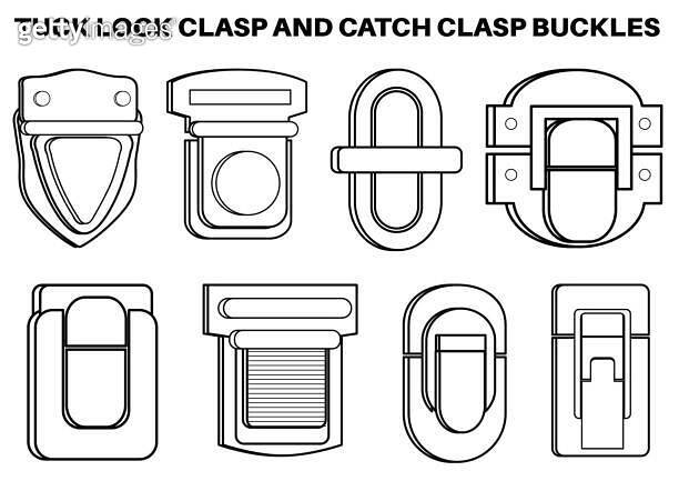 Bag Tuck lock closure and catch clasp buckles flat sketch vector ...