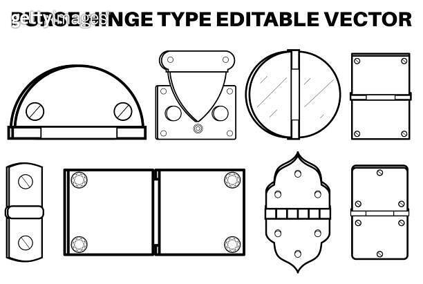 Hinge flat sketch vector illustration, set of Jewellery box hinges ...