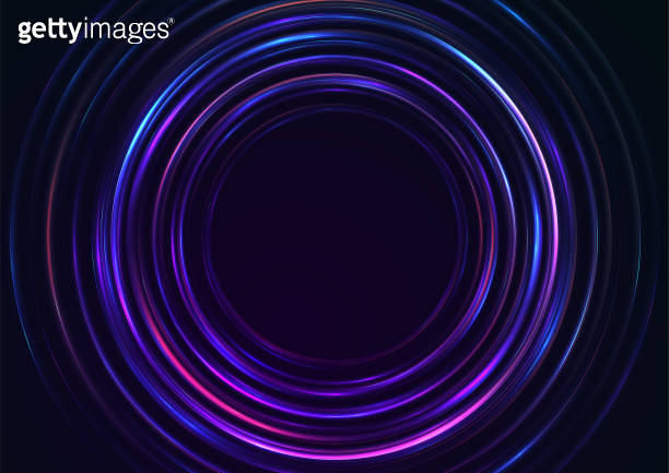 Blue violet neon laser rings abstract background (1455654415) - 게티이미지뱅크