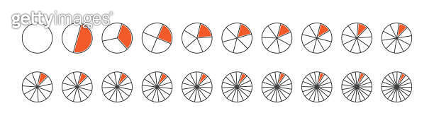 Circle division, fraction pie, 20 slice, chart vector icon, infographic ...