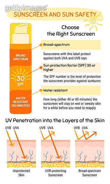 How to choose and apply sunscreen infographic. UV penetration into the ...
